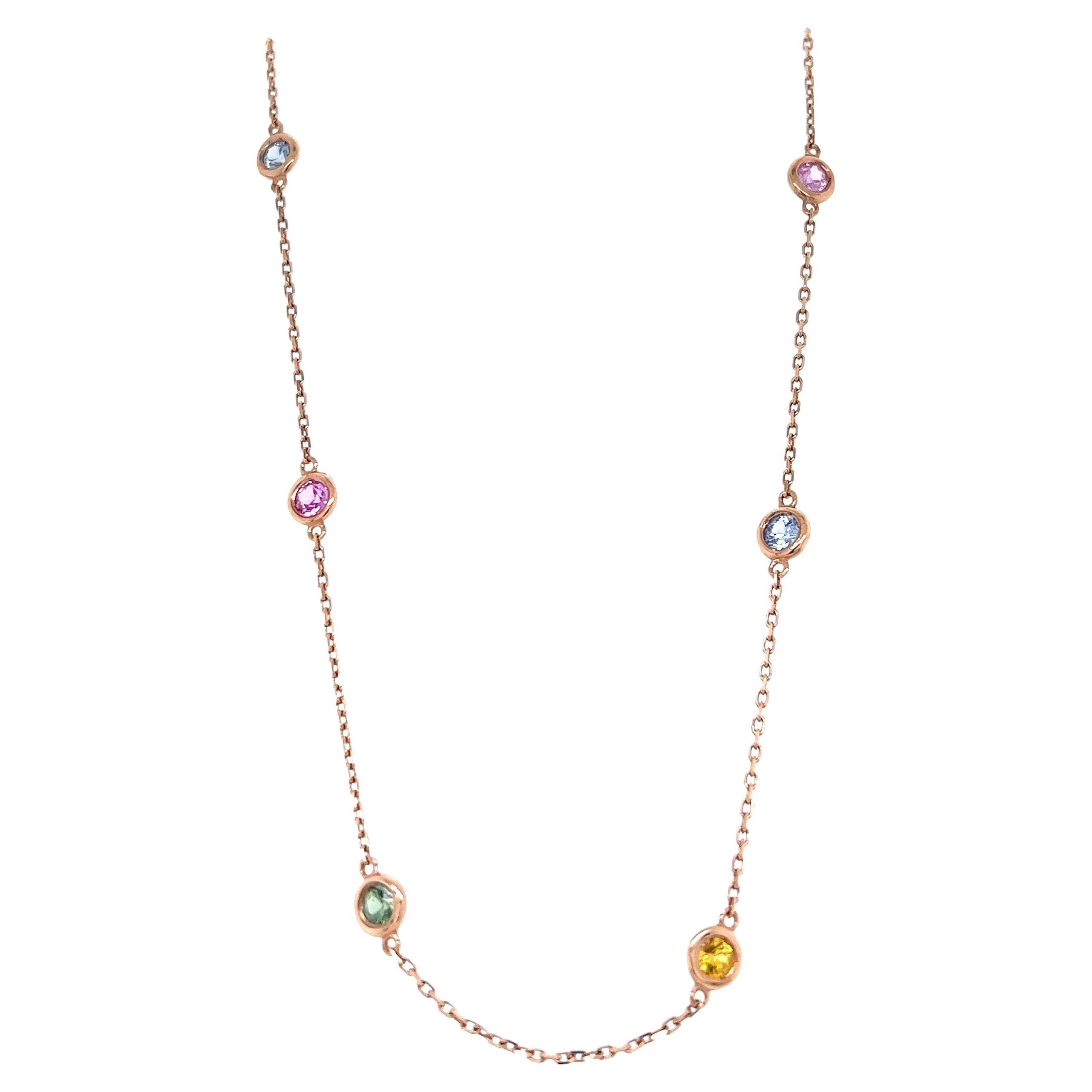 Tri Color Gold "V" Pointed Necklace, Yellow Gold Rose Gold White Gold ...