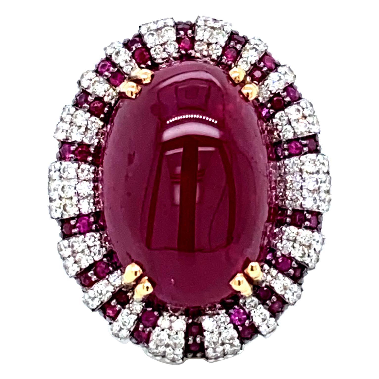 Magnificent Star Burma Ruby Diamond Art Deco Ring at 1stDibs