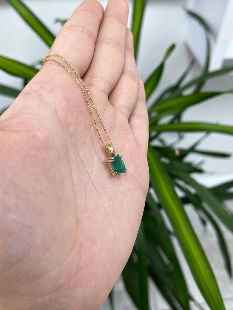 2.22ct 14K Natural Fine Quality Emerald-Emerald Cut Solitaire Gold ...