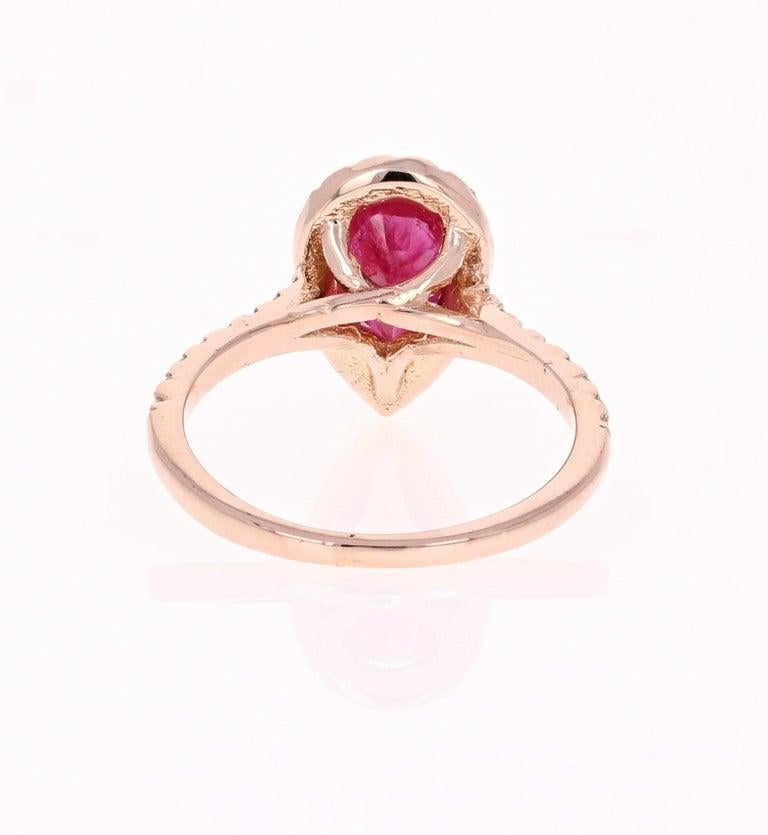 2.24 Carat Ruby Diamond 14 Karat Rose Gold Bridal Ring For Sale at 1stDibs