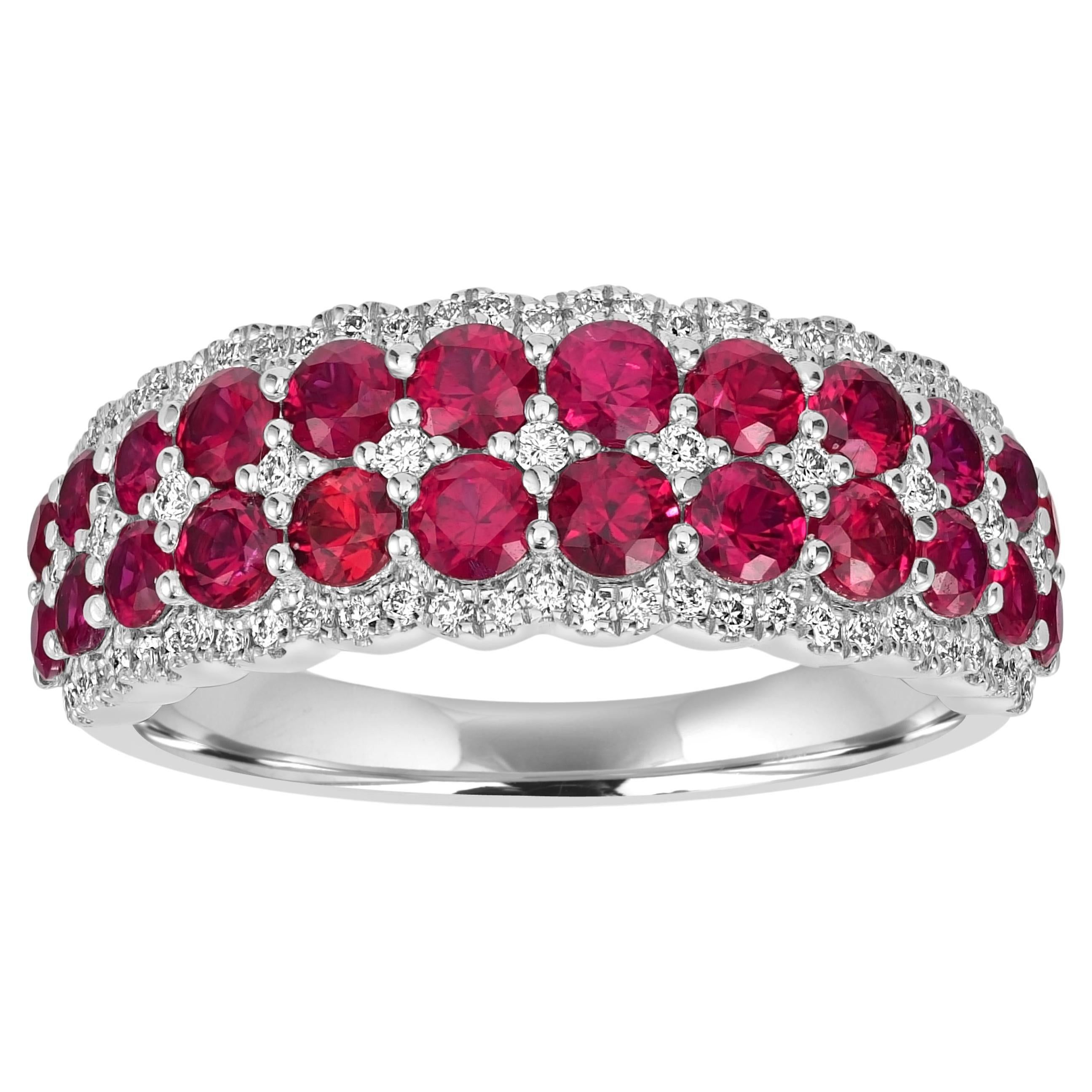 2.24 Cts Ruby Diamond Half Eternity Ring For Sale at 1stDibs