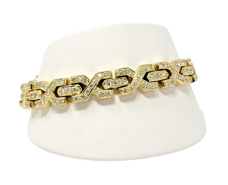 2.25 Carat Natural Round Diamond 'X' Link Bracelet in 18 Karat Yellow ...