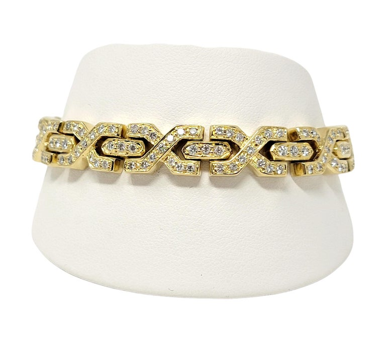 2.25 Carat Natural Round Diamond 'X' Link Bracelet in 18 Karat Yellow ...