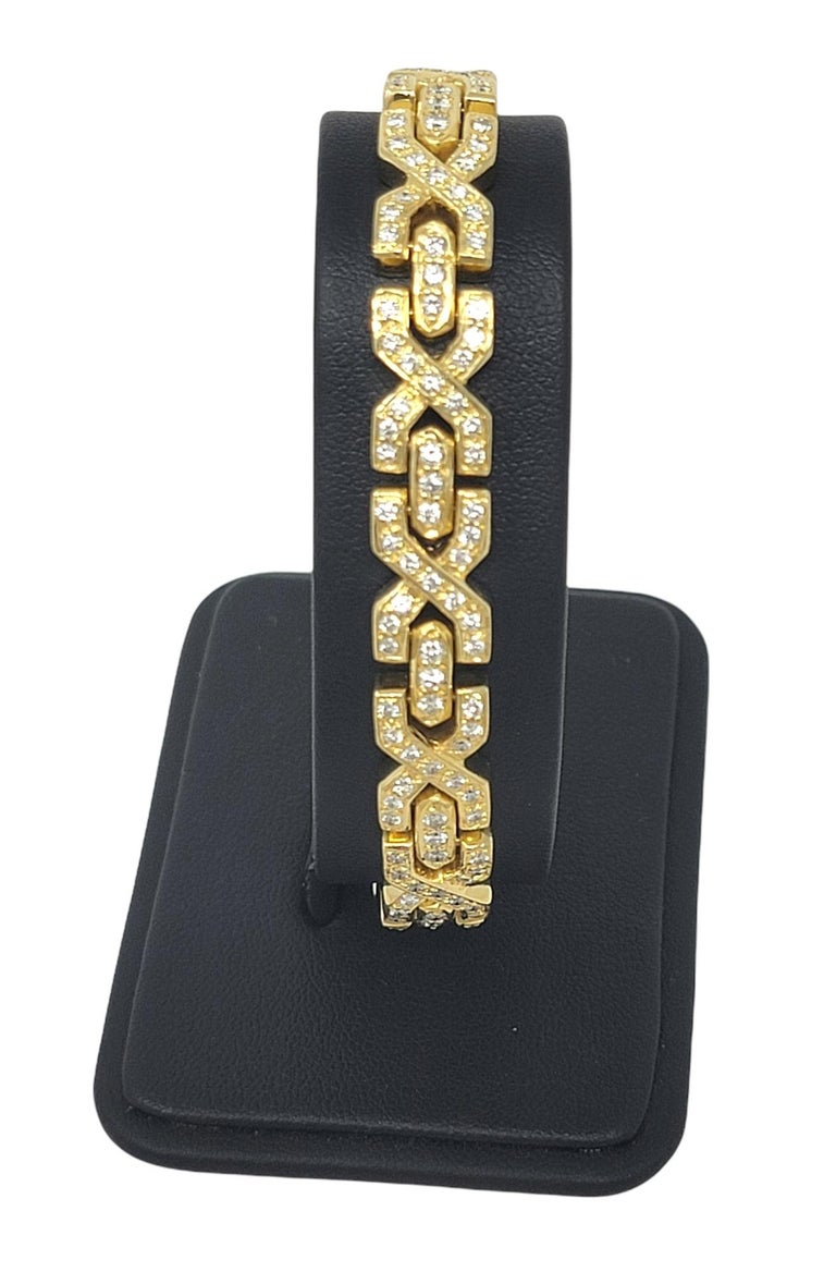 2.25 Carat Natural Round Diamond 'X' Link Bracelet in 18 Karat Yellow ...