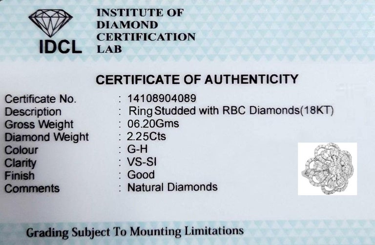 Customizable 2.25 Carat SI Clarity HI Color Diamond Pave Cocktail Ring ...