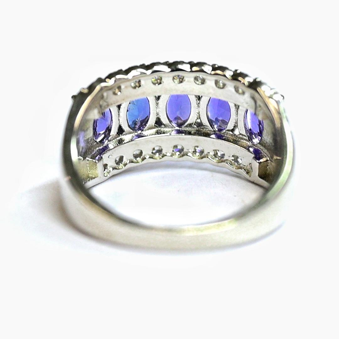 2.25 Ct Tanzanite and Cubic Zirconia Antique Ring 925 Sterling Silver Bridal Ring For Sale at ...