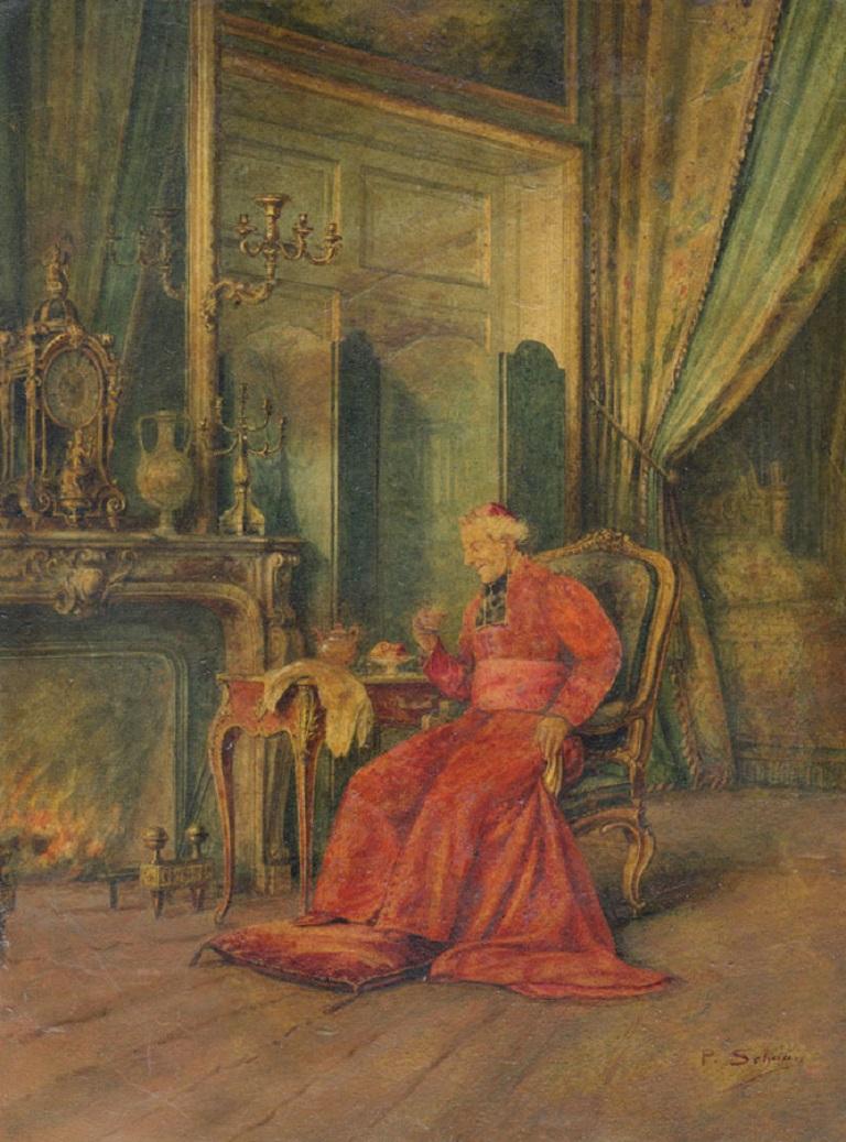 Paul Schaan - Paul Schaan (1857-1924) - 1924 Watercolour, Cardinal For ...
