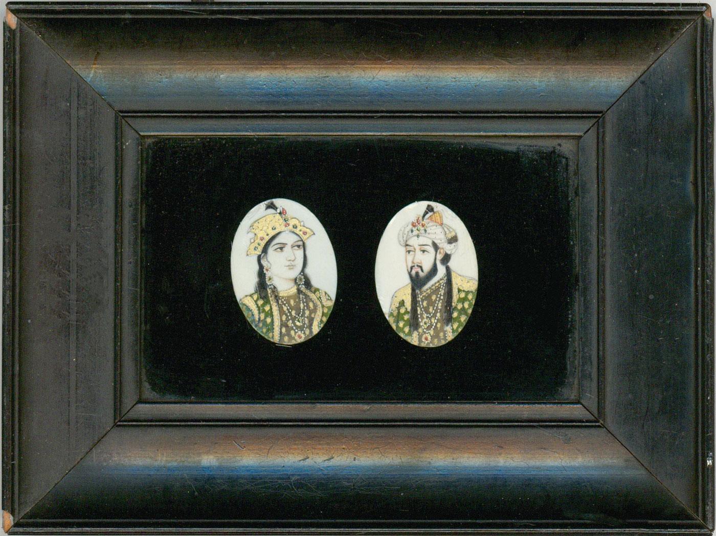 Unknown - Framed 19th Indian Portrait Miniatures - The Noble Couple For ...