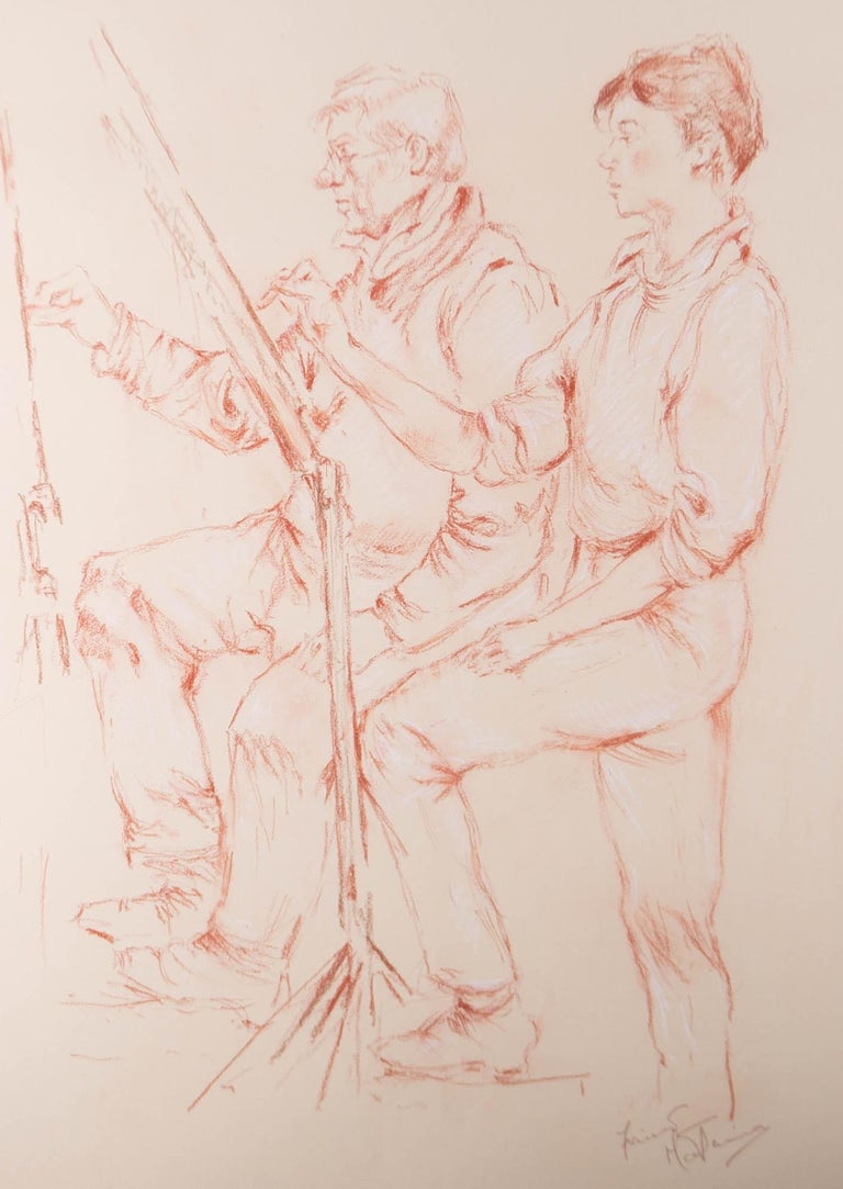 Franco Matania - Franco Matania (1922-2006) - Signed 20th Century Chalk ...