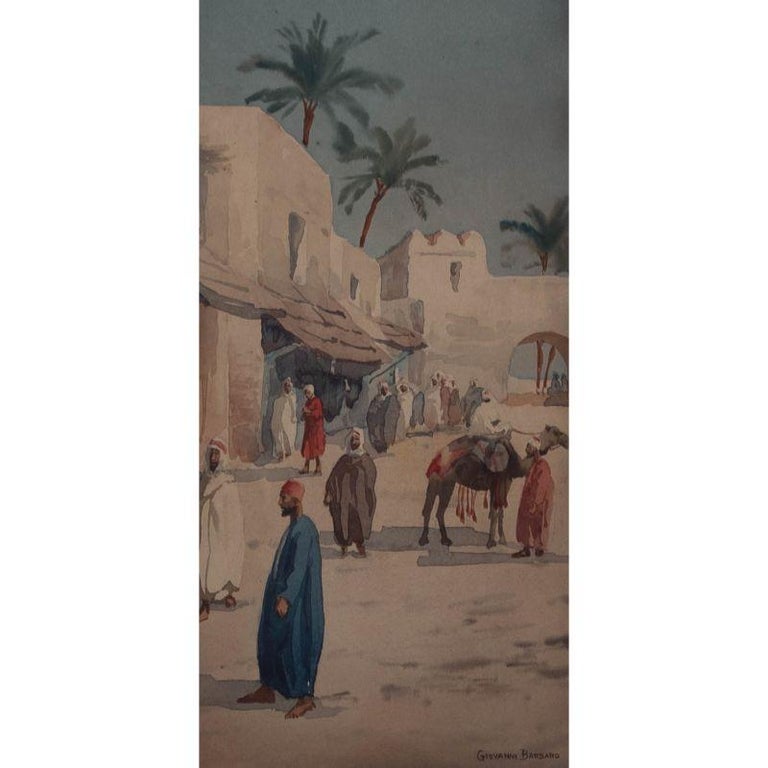 Giovanni Barbaro - Giovanni Barbaro (1864-1915) - Watercolour, Street ...