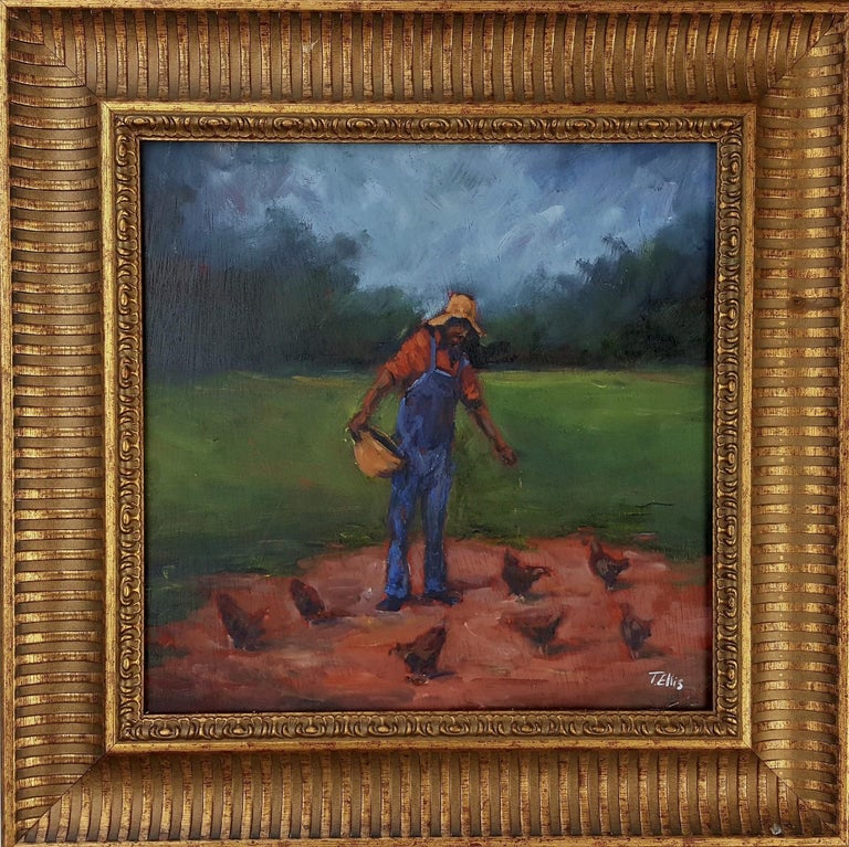 Ted Ellis - Feeding the Chickens I For Sale at 1stDibs