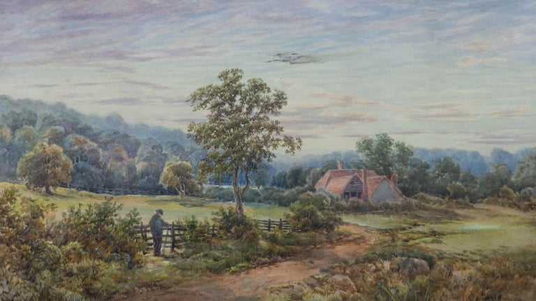 Attrib. Henry J. Stannard (1844-1920) - Watercolour, English Sunset For ...