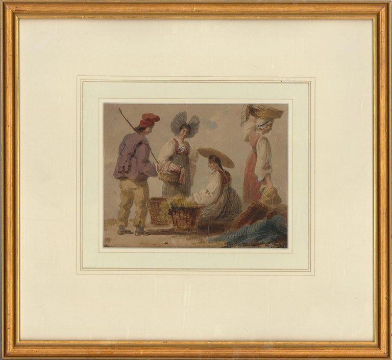 Unknown - Early 20th Century Watercolour - Traditional Street Vendors ...