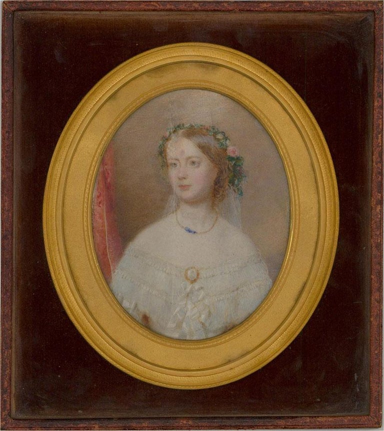 Unknown - c. 1850 Watercolour - The Victorian Bride For Sale at 1stDibs