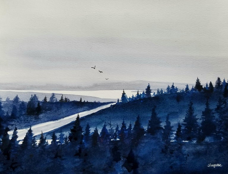 Jim Lagasse – The Land of Blue, Gemälde, Aquarell auf Aquarellpapier im ...