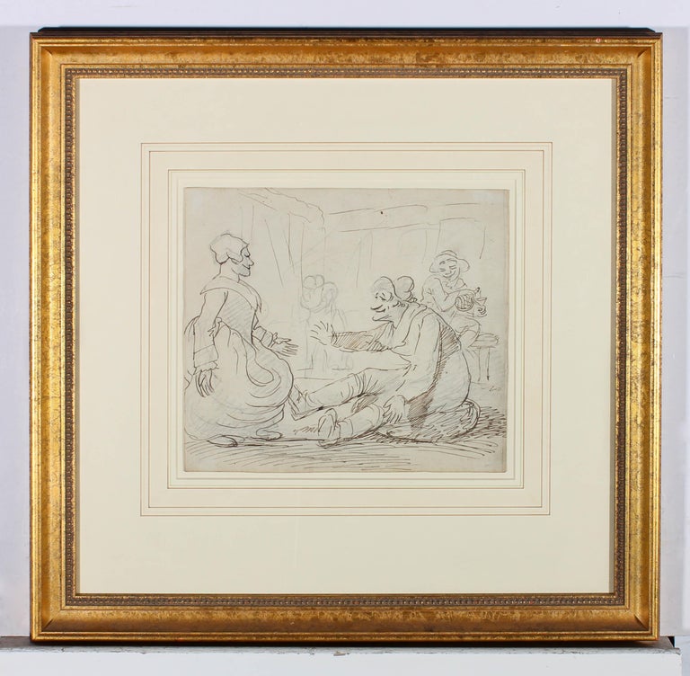 Unknown - Framed Early 19th Century Pen and Ink Drawing - Happy Tavern ...