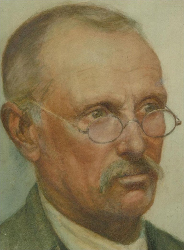 Rudland - Rudland - Early 20th Century Watercolour, Bespectacled ...