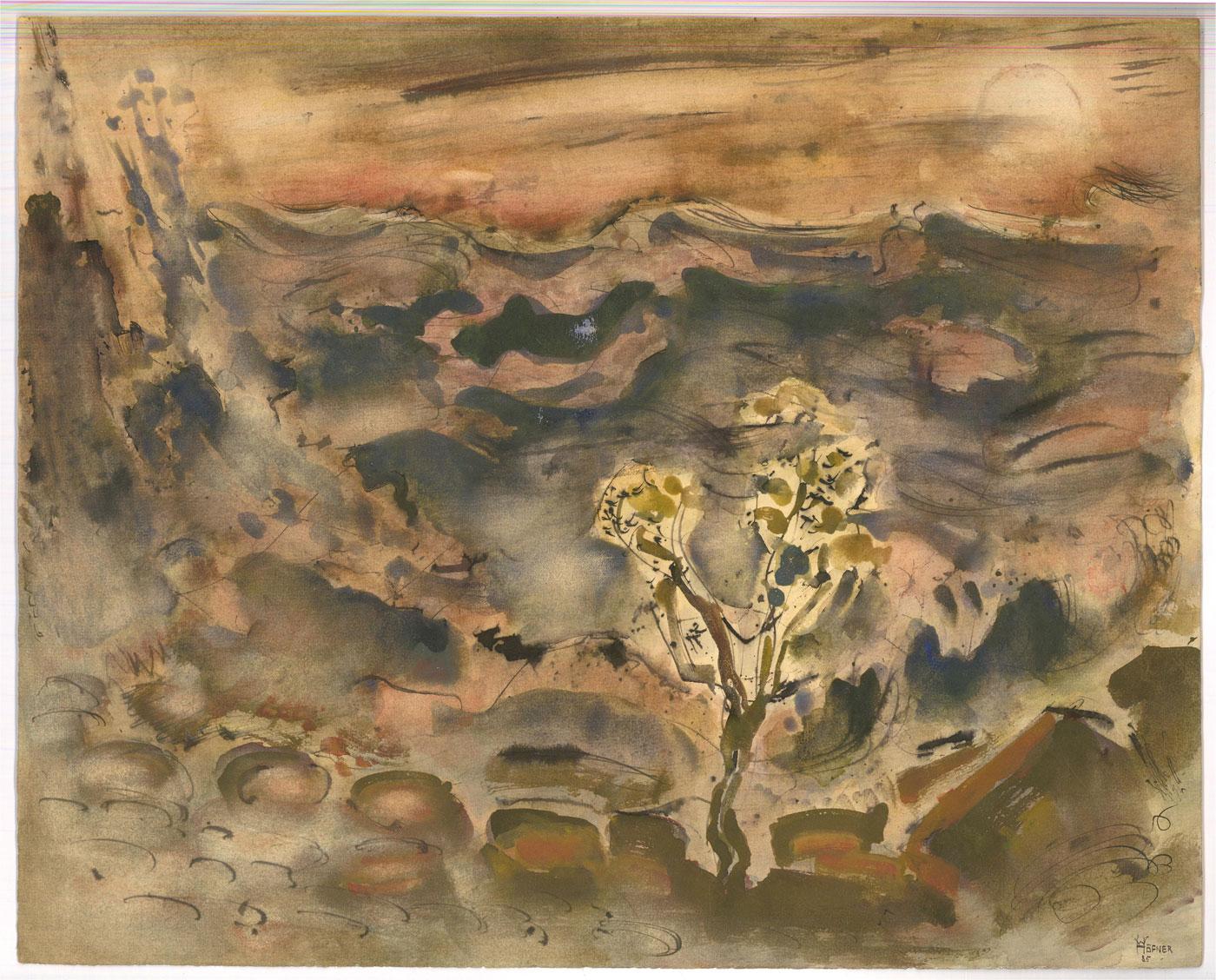 Walter Hoefner - Walter Hoefner (1903-1968) - 1935 Watercolour, Tree in ...