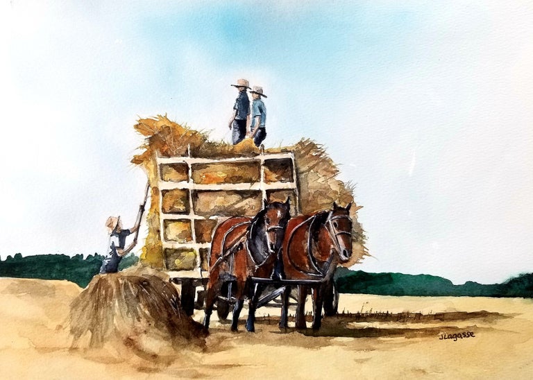Jim Lagasse - Hay Rides, Painting, Watercolor on Watercolor Paper For ...