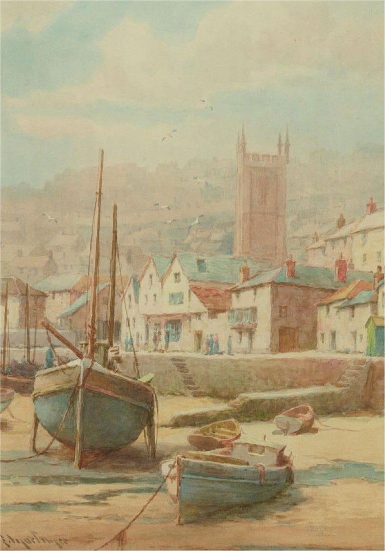 Lewis Mortimer - Signed Early 20th Century Watercolour, Fishing Village ...