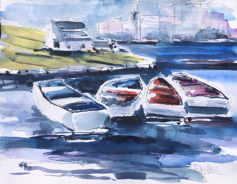 Daniel Clarke - City View, Painting, Watercolor on Watercolor Paper For ...