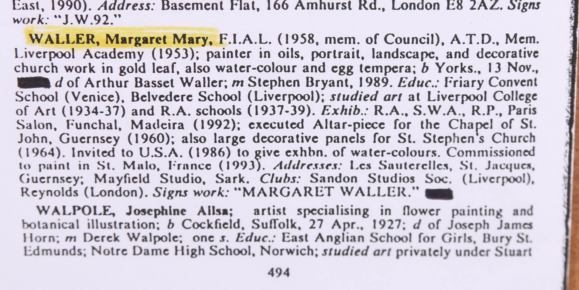 Margaret Mary Waller F.I.A.L - Margaret Waller F.I.A.L (1916-1997) - Framed Watercolour, On the ...