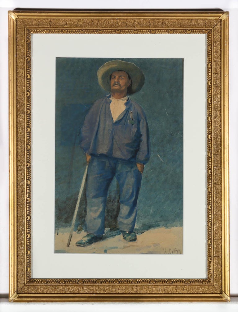 Attrib. Hector Caffieri (1837-1942) - French Watercolour, Farmer with ...
