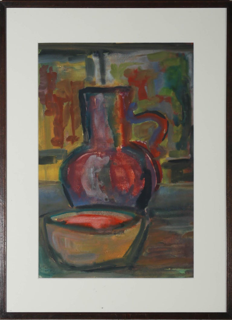 Unknown - 20th Century Watercolour - Fauvist Still Life in Orange and ...