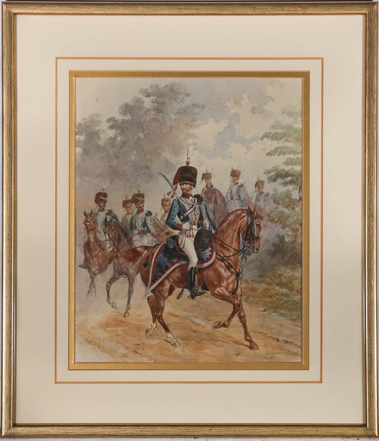Unknown - Framed Late 19th Century Watercolour - Prussian Cavalry For ...