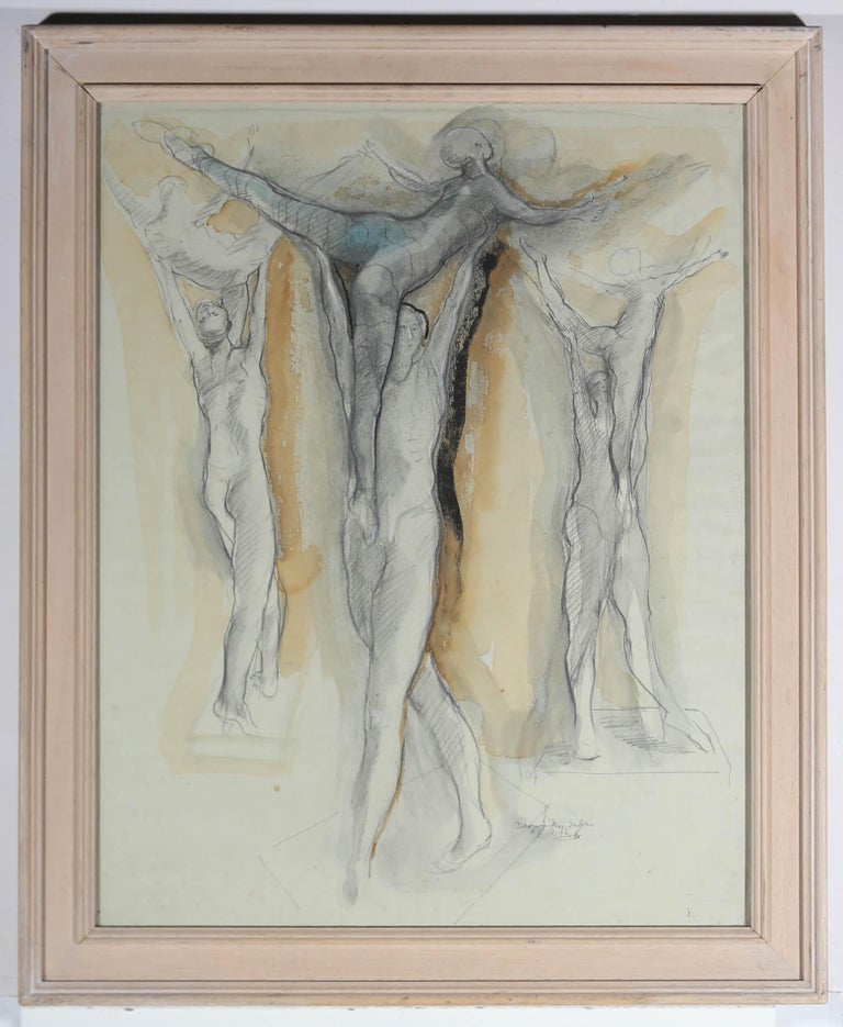 Peter Nicholas - Peter Nicholas (1934-2015) - 1988 Charcoal Drawing, Design for Dance Sculpture ...