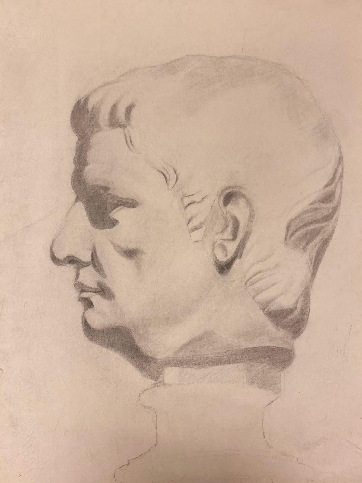 Jeanne Nachat - 1900s Original French Atelier Life Portrait Drawing Of ...