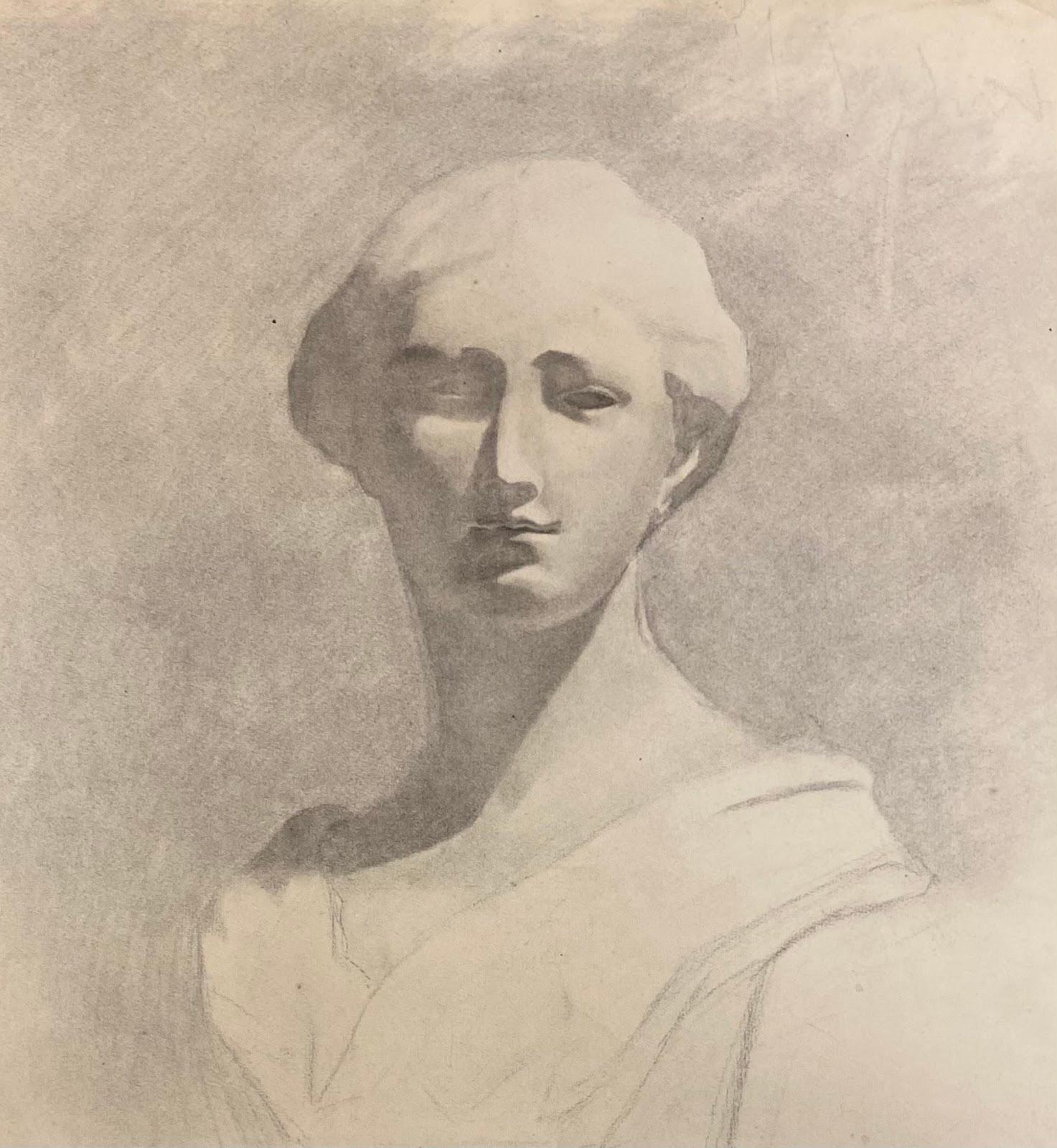 Jeanne Nachat - 1900s Original French Atelier Life Drawing Of A Male ...