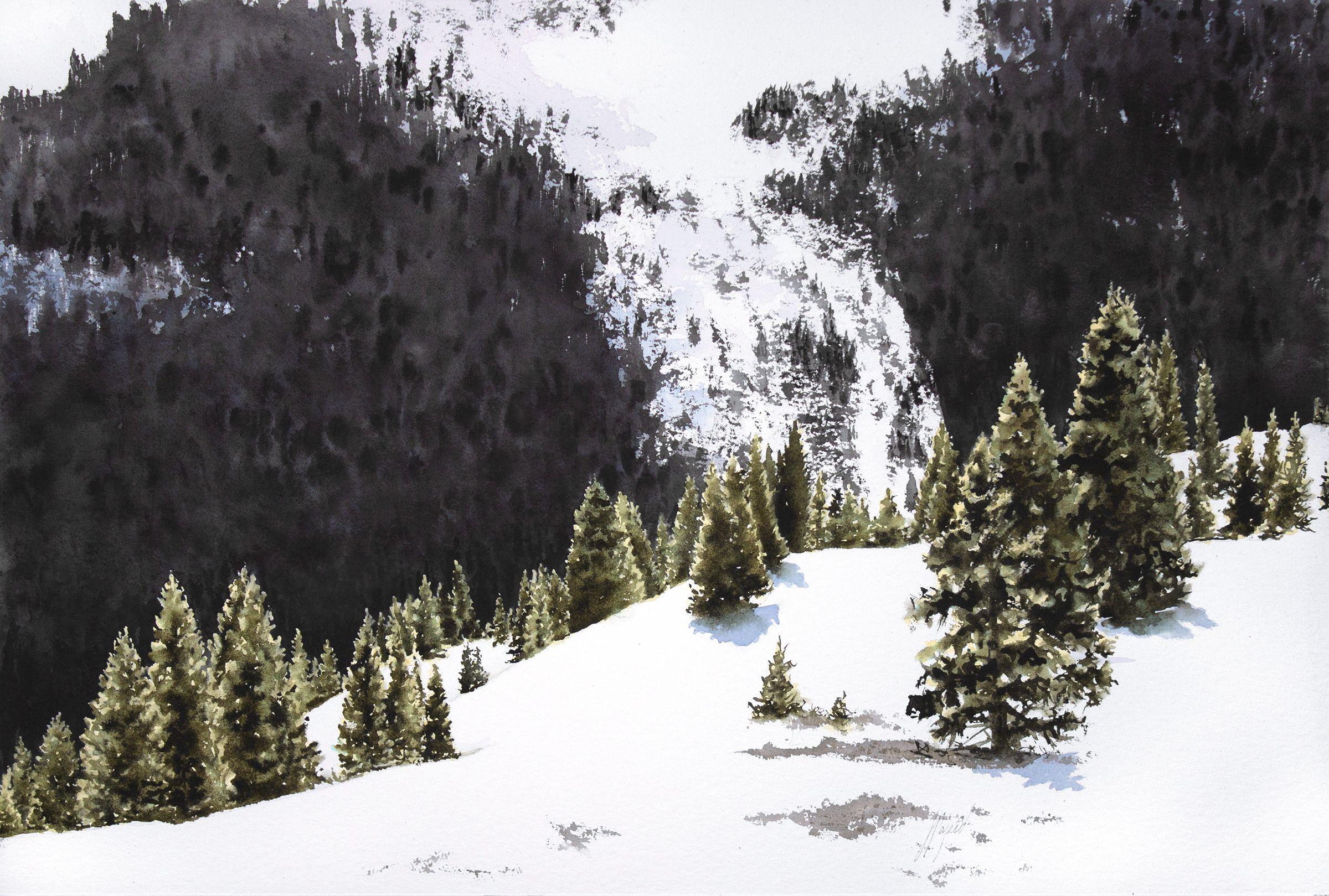 Jill Poyerd - Poplars in Winter, Original Painting For Sale at 1stDibs