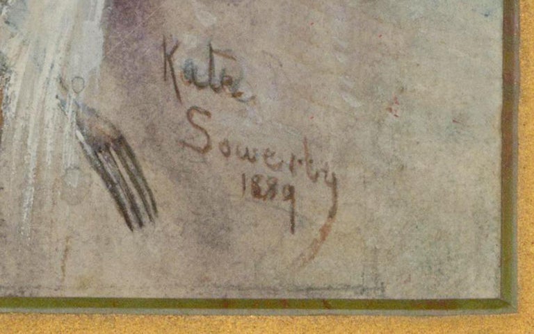 Unknown - Kate Sowerby (act.1883-1900) - 1889 Watercolour, Dog and Cat ...