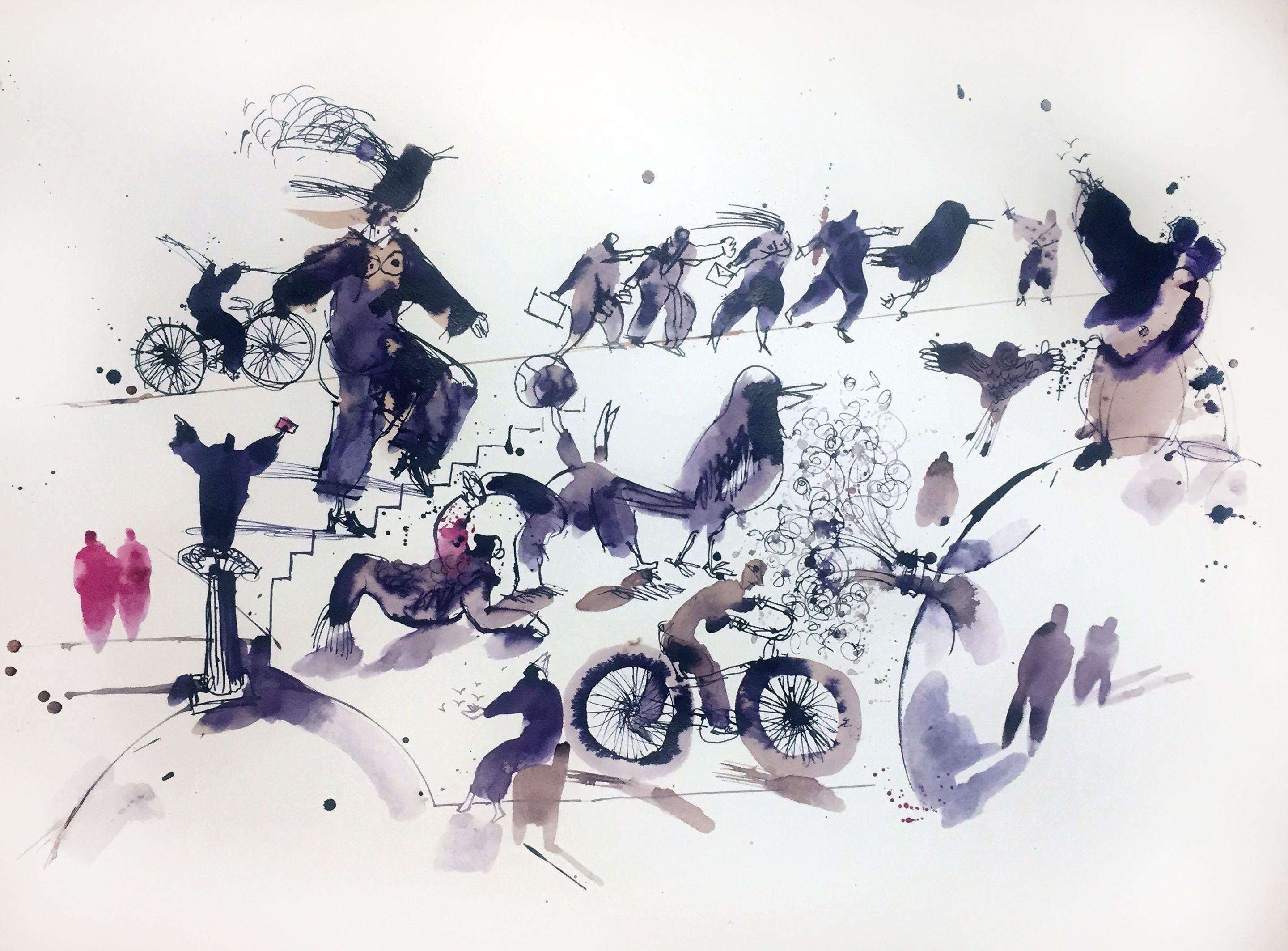 Edward Zelinsky - now come with me, Drawing, Pen and Ink on Watercolor ...