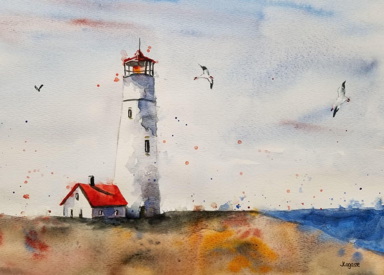 Jim Lagasse - Maine Lighthouse, Painting, Watercolor on Watercolor ...