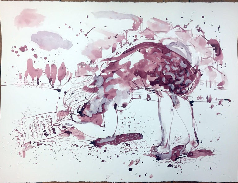 Edward Zelinsky - the list goes on, Drawing, Pen and Ink on Watercolour ...