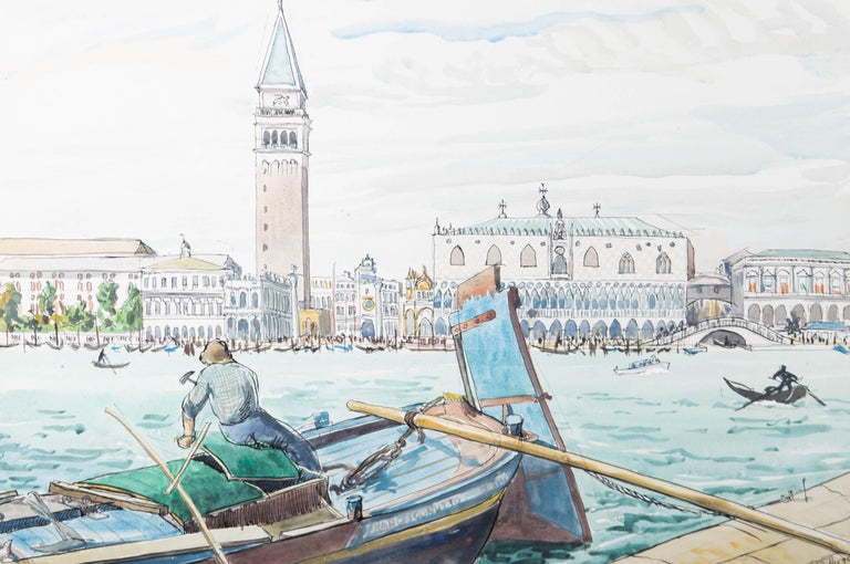 Kate Thorpe - Kate Thorpe - Framed 20th Century Watercolour, Venice ...