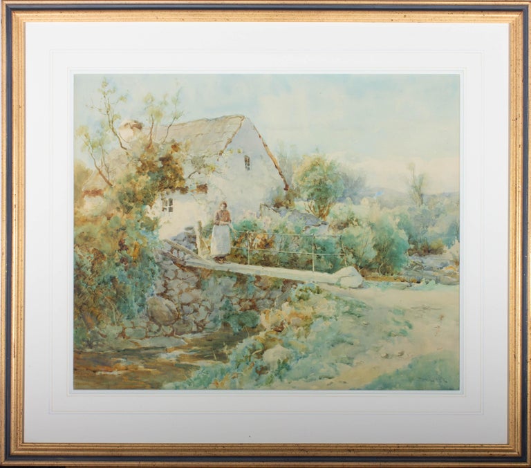 Tom Clough - Tom Clough (1867-1943) - Watercolour, Cottage Scene with ...