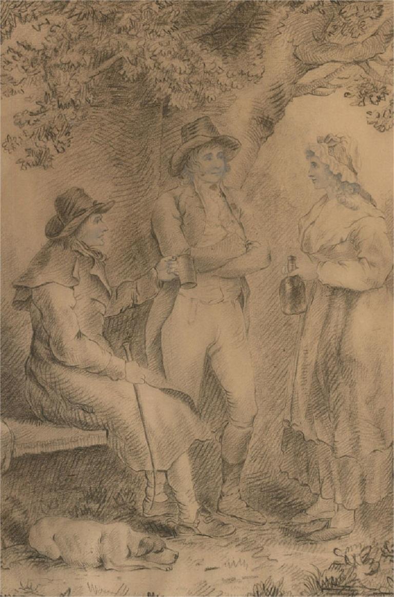 W. Johnston - W. Johnston - 1815 Charcoal Drawing, Three Figures in ...
