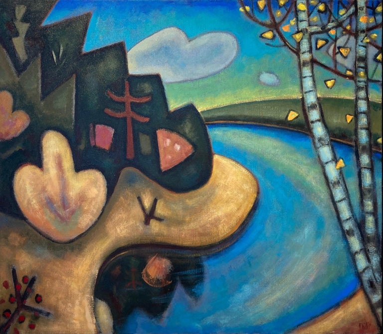 Philip Barter - Hog Bay With Yellow Birches For Sale at 1stDibs