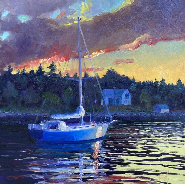 Dan Daly - Sailboat and Sunset For Sale at 1stDibs
