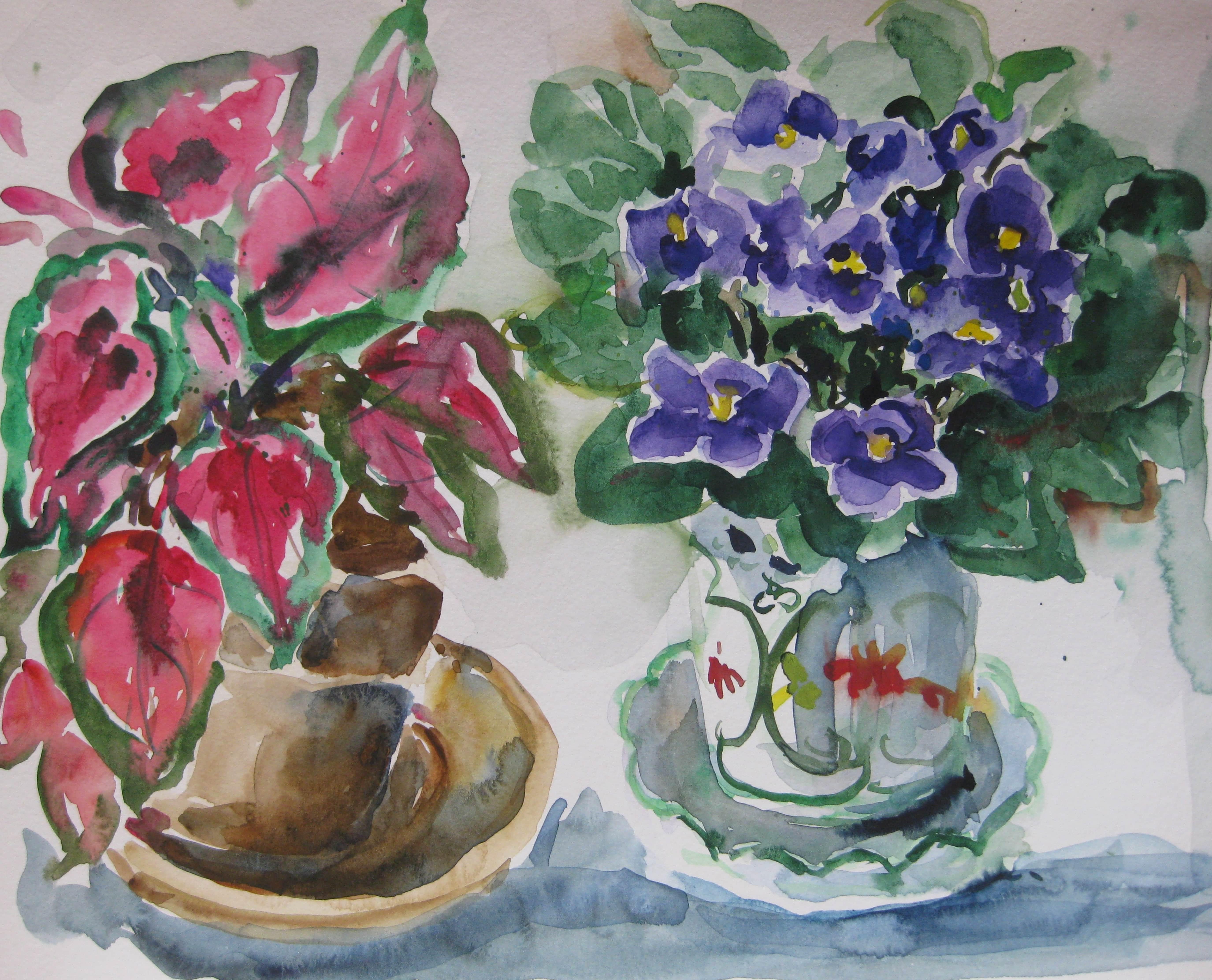Ingrid Dohm - African Violets II, Original Watercolor Painting, 2014 at ...
