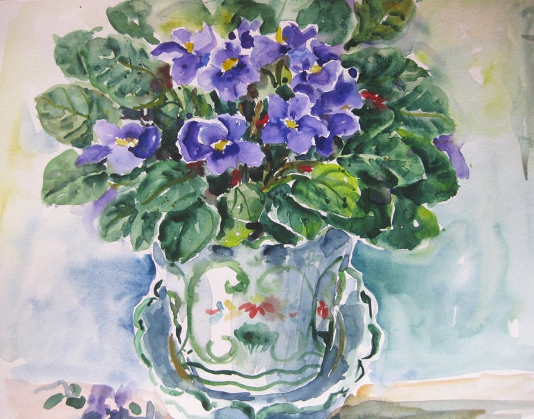 Ingrid Dohm - African Violets I, Original Acrylic Drawing, 2014 For ...