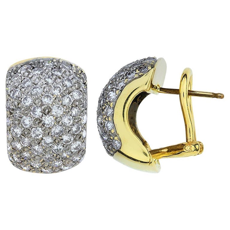 2.27ctw Natural Diamond Pave 14K Half Hoop Earrings For Sale at 1stDibs