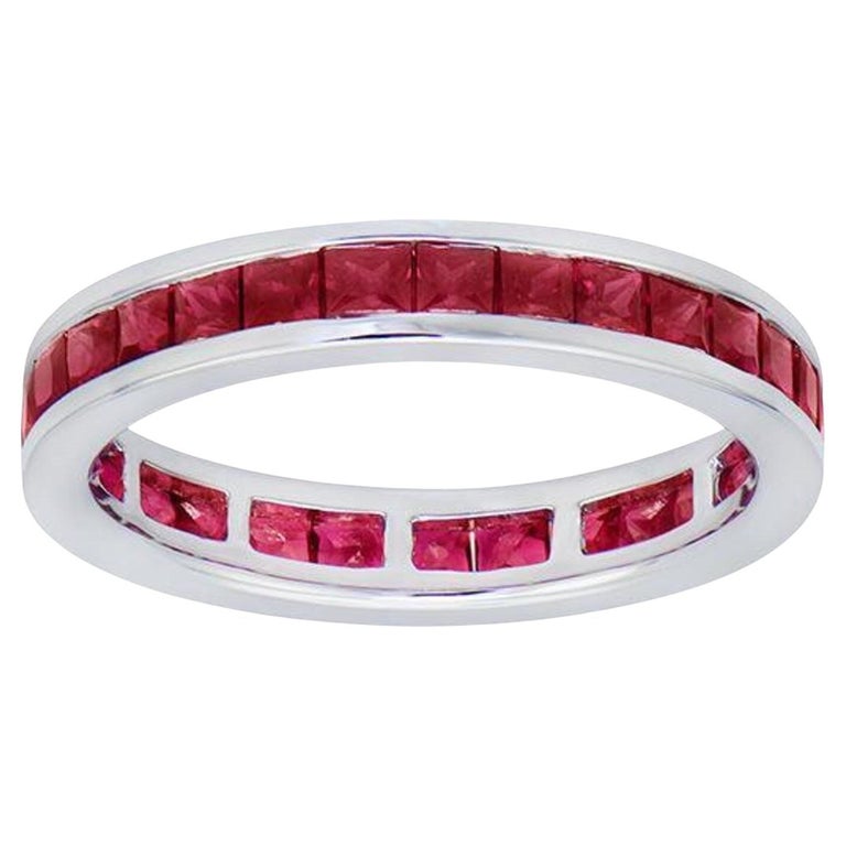 2.28 Carat Channel Set Ruby Band in 18K White Gold For Sale at 1stDibs