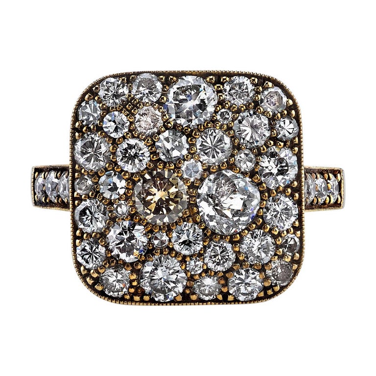 Handcrafted Square Cobblestone Mixed Cut Diamond Ring by Single Stone ...