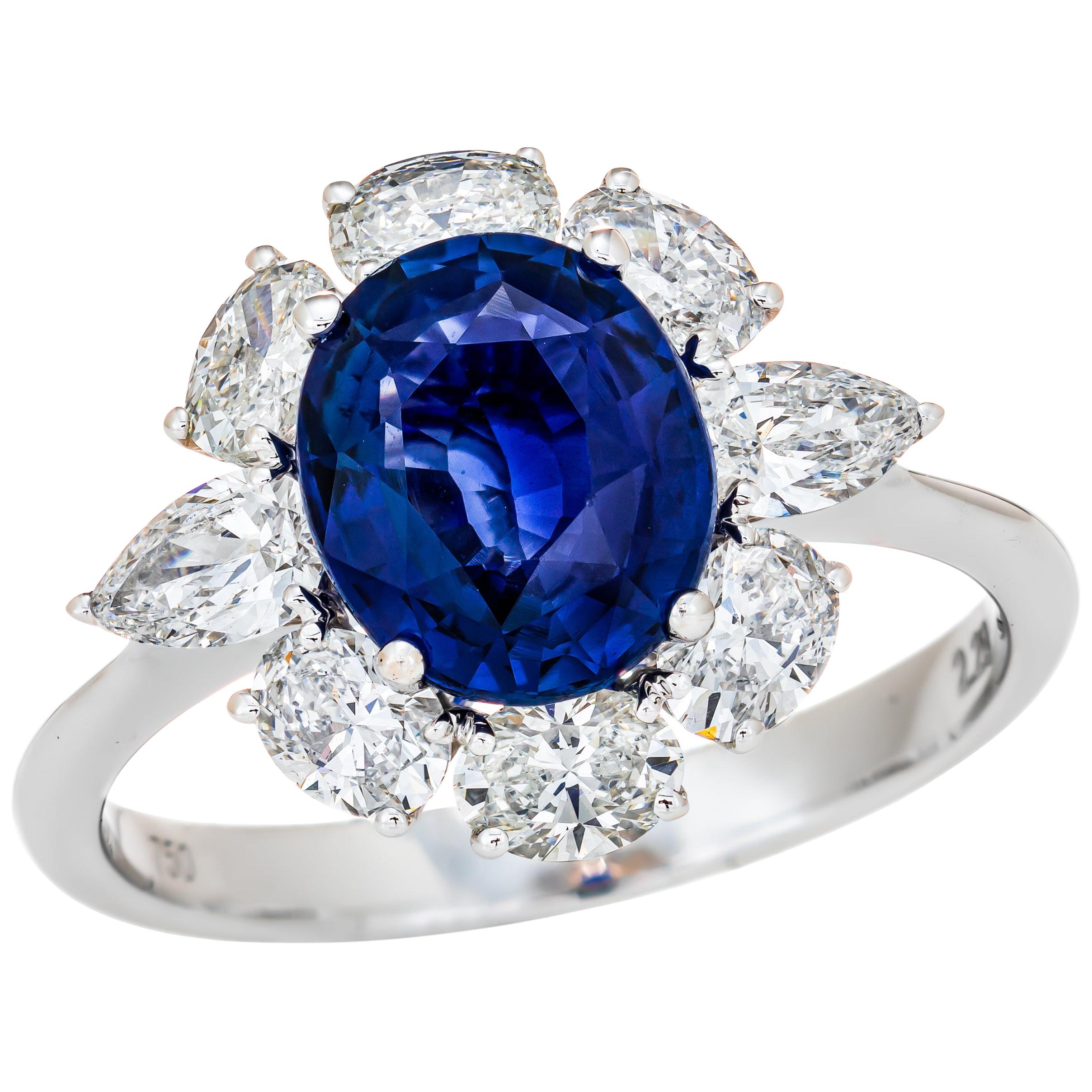 Certified Natural Unheated Blue Sri-Lanka Sapphire and Diamond 6.40 ...
