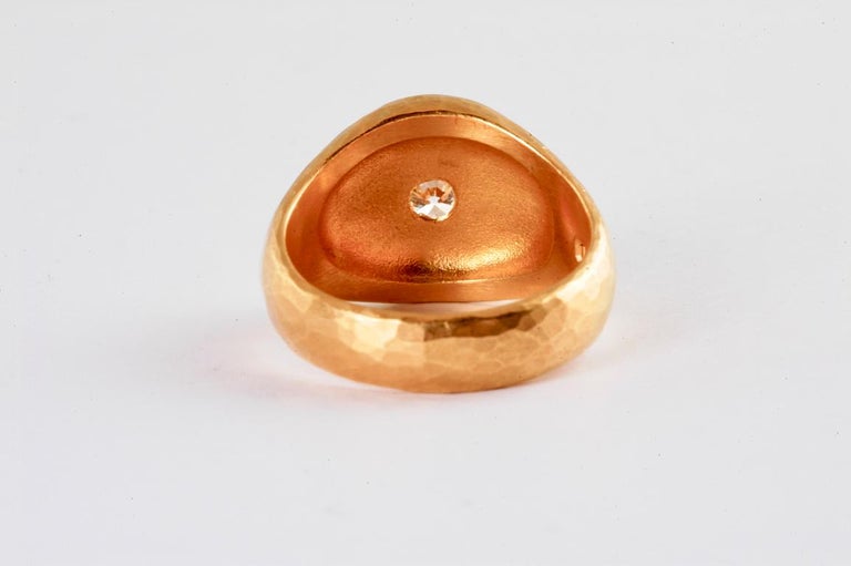 22ct Gold Signet Ring with Hand Engraved Detail and Brilliant Cut ...