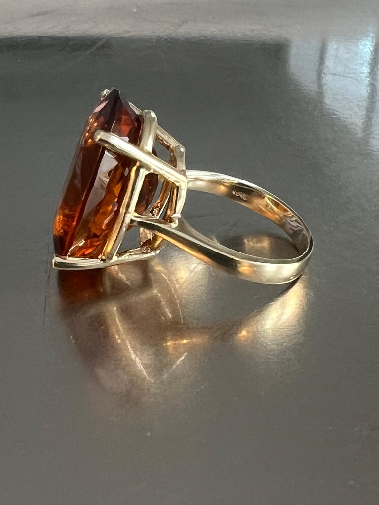 Stunning 22ct Orange Citrine Ring Set in 14k Yellow Gold For Sale at ...